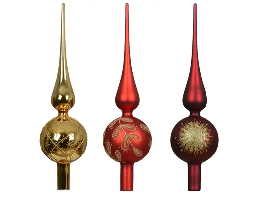 Decoris piek glas 8x31cm rood/goud - Tuincentrum GroenRijk Den Bosch