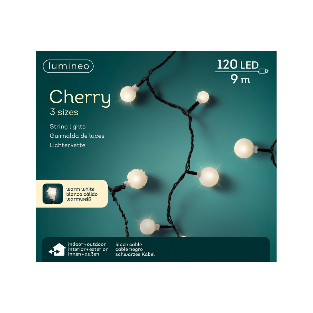 Lumineo Cherry Verlichting 9m-120LED zwart/warm wit - Tuincentrum ...