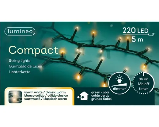 Lumineo Compact 5m-220LED groen/warm wit/klassiek warm - Tuincentrum ...
