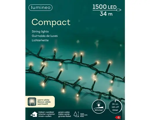 Lumineo Compact rice 34m-1500LED groen/warm wit - Tuincentrum GroenRijk ...