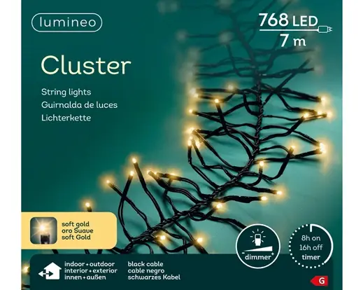Lumineo led cluster 7m-768l zwart/soft gold - Tuincentrum GroenRijk Den ...